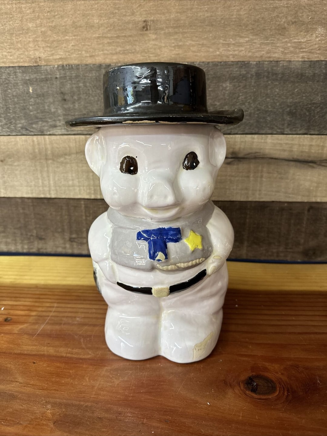 Vintage Sheriff Pig Cookie Jar - Etsy