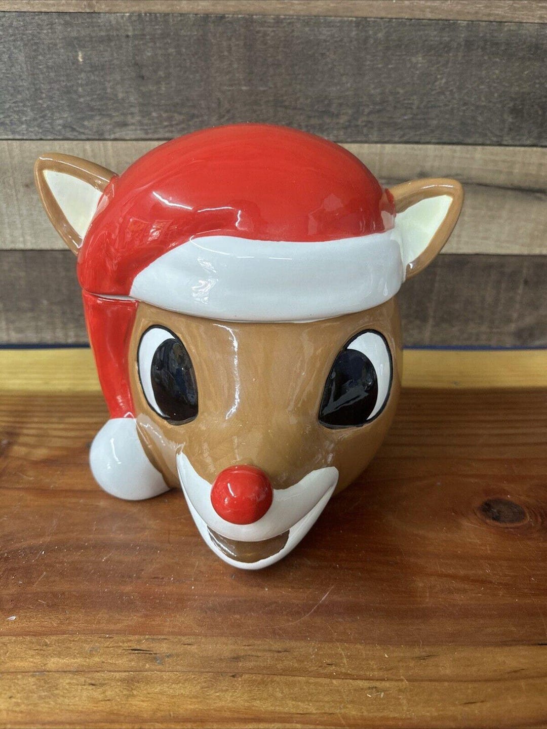 Rudolph the Red Nose Reindeer Christmas Cookie Jar Canister - Etsy