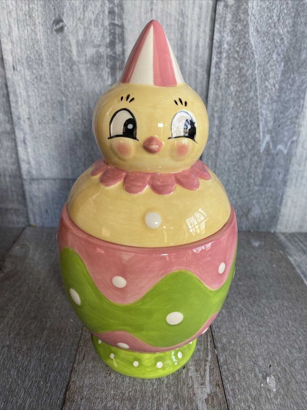 Johanna Parker Carnival Cottage Chickie Easter / Spring Jar/canister ...