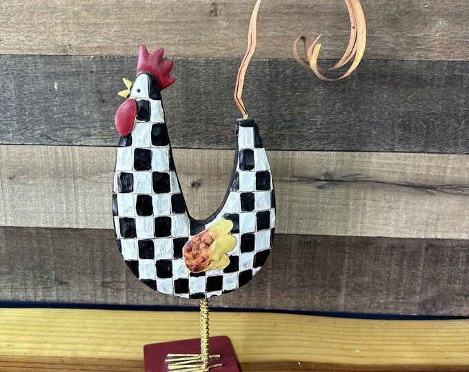 Whimsical Black Check Rooster Figure Metal Wood Country Chicken 15” - Etsy