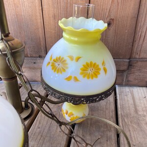 Antique Parlor Chandelier 3 Hurricane Ceiling Light Yellow Floral - Etsy