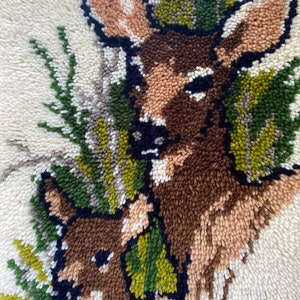 Vintage Deer Fawn Latch Hook Rug Wall Hanging - Etsy