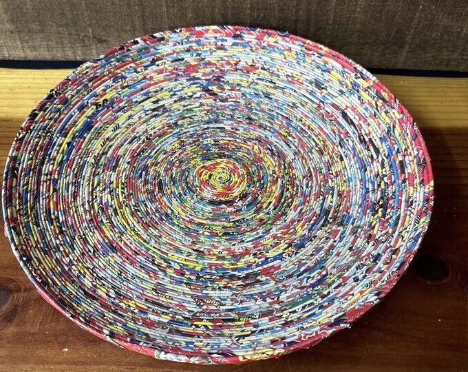 Vietnamese Magazine Coiled Paper Basket Bowl Accent Tray Large 14 ...