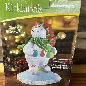 Lighted Skating Snowman Figurine Original Box by Kirkland's-tested - Etsy