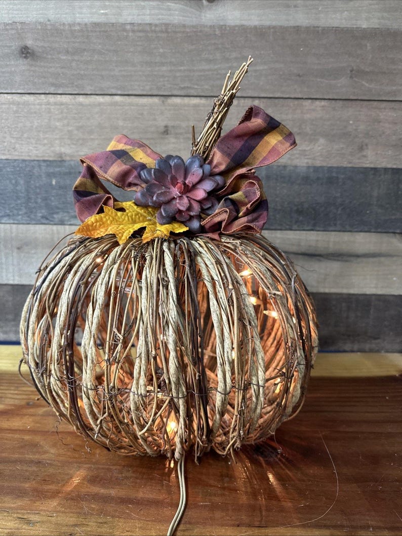 Large Grapevine Lighted Pumpkin 15” Tall - Etsy