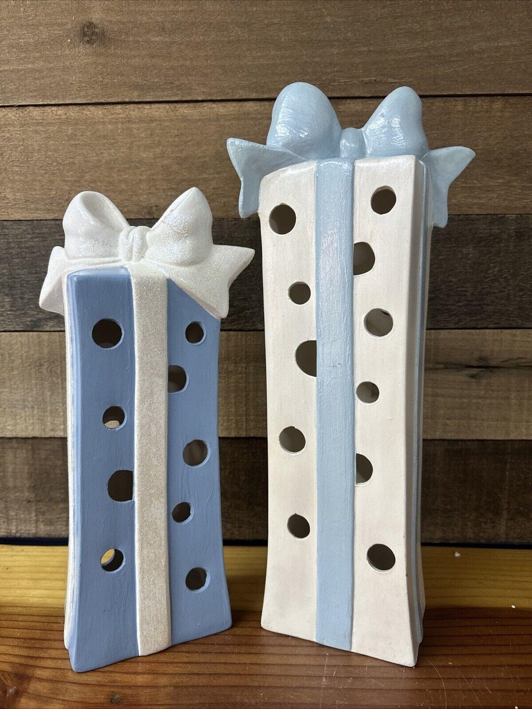 Blue and White Handpainted Ceramic Presents Gifts Set of 2 Christmas - Etsy