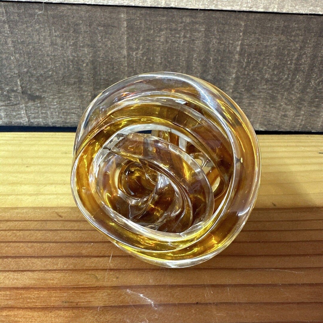 Amber Art Glass Infinity Rope Twisted Knot Paperweight - Etsy