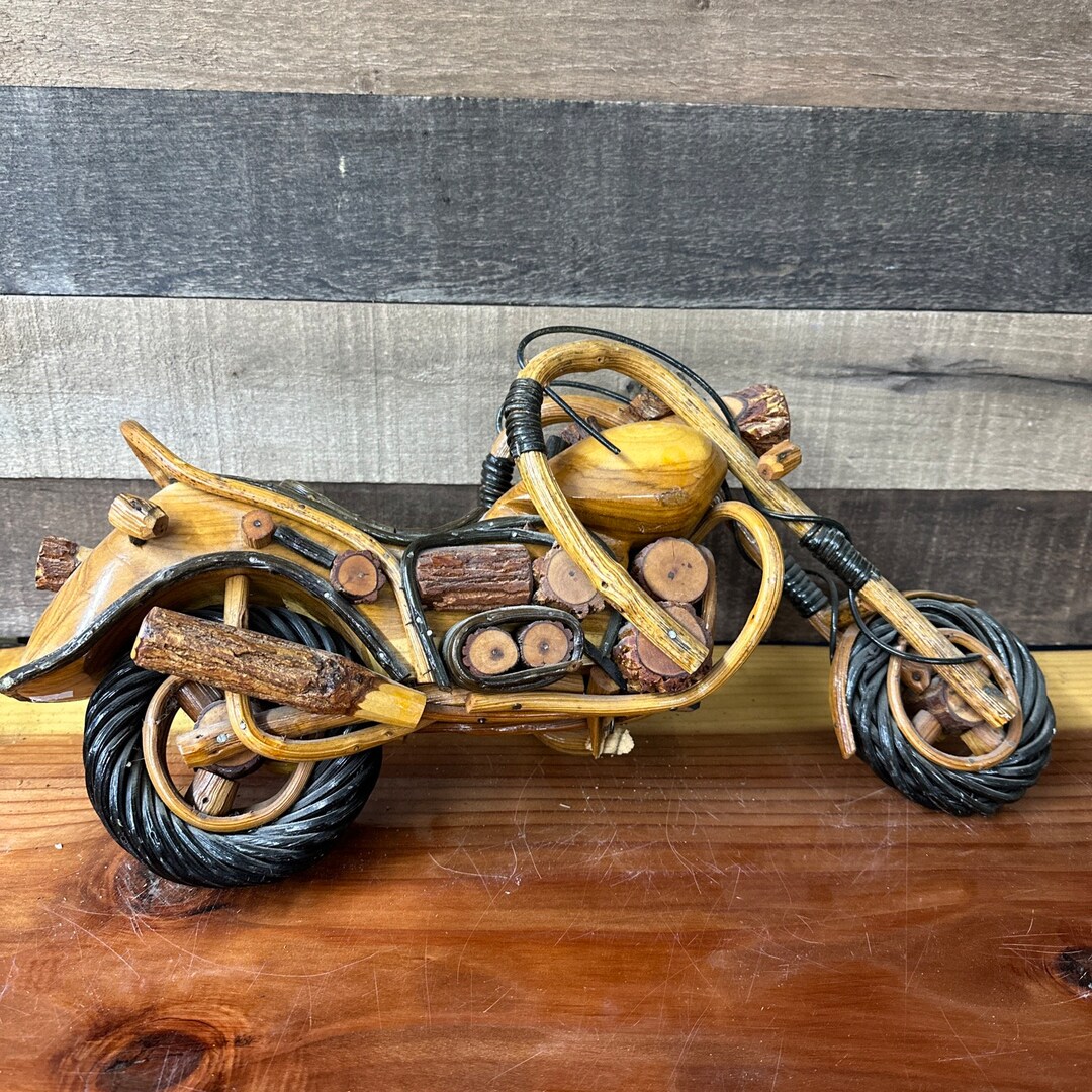 Vintage Wooden Motorcycle Made of Different Woods 17” Long - Etsy