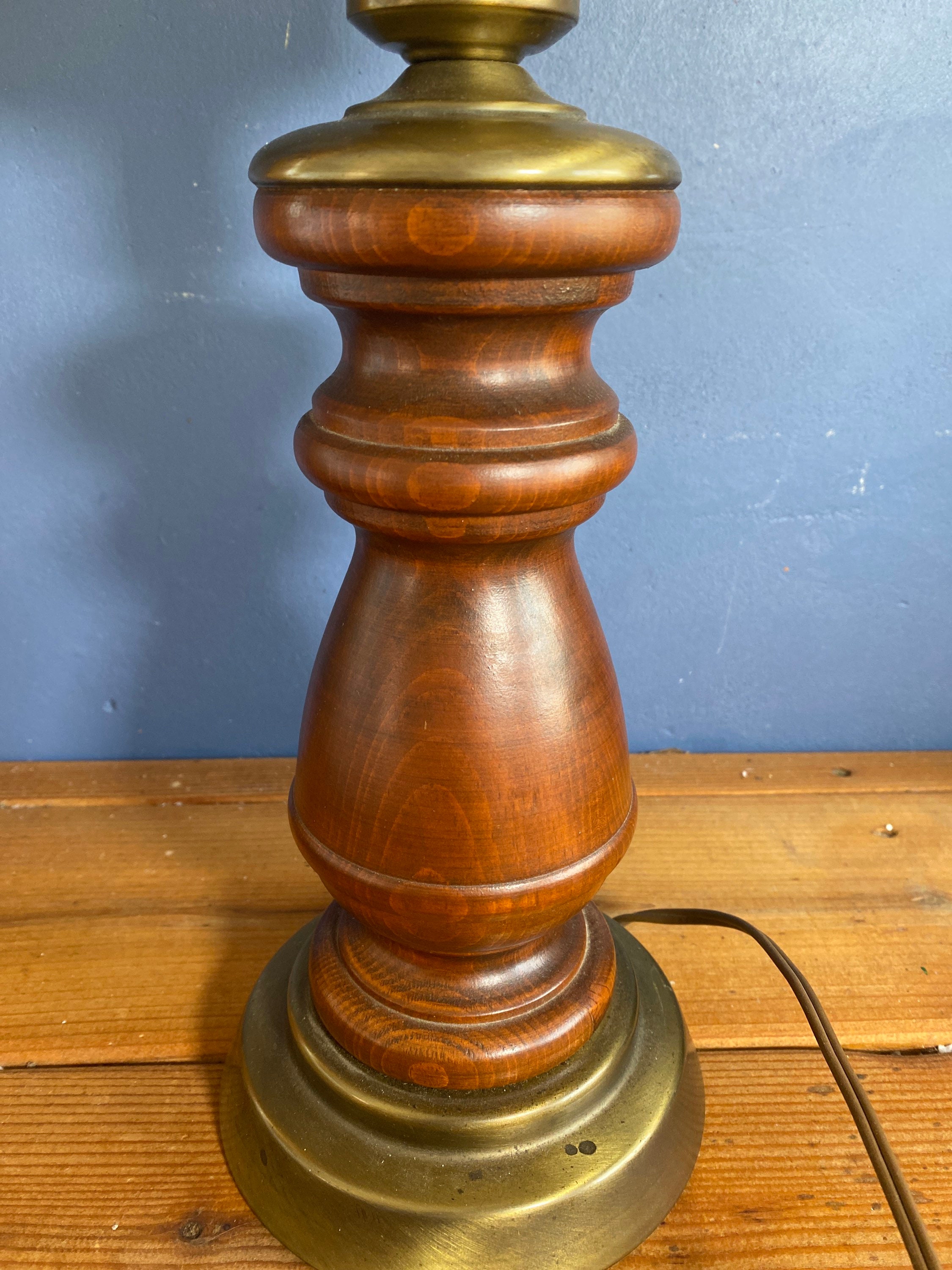 Vintage Hurricane Lamp With Wood Base - Etsy