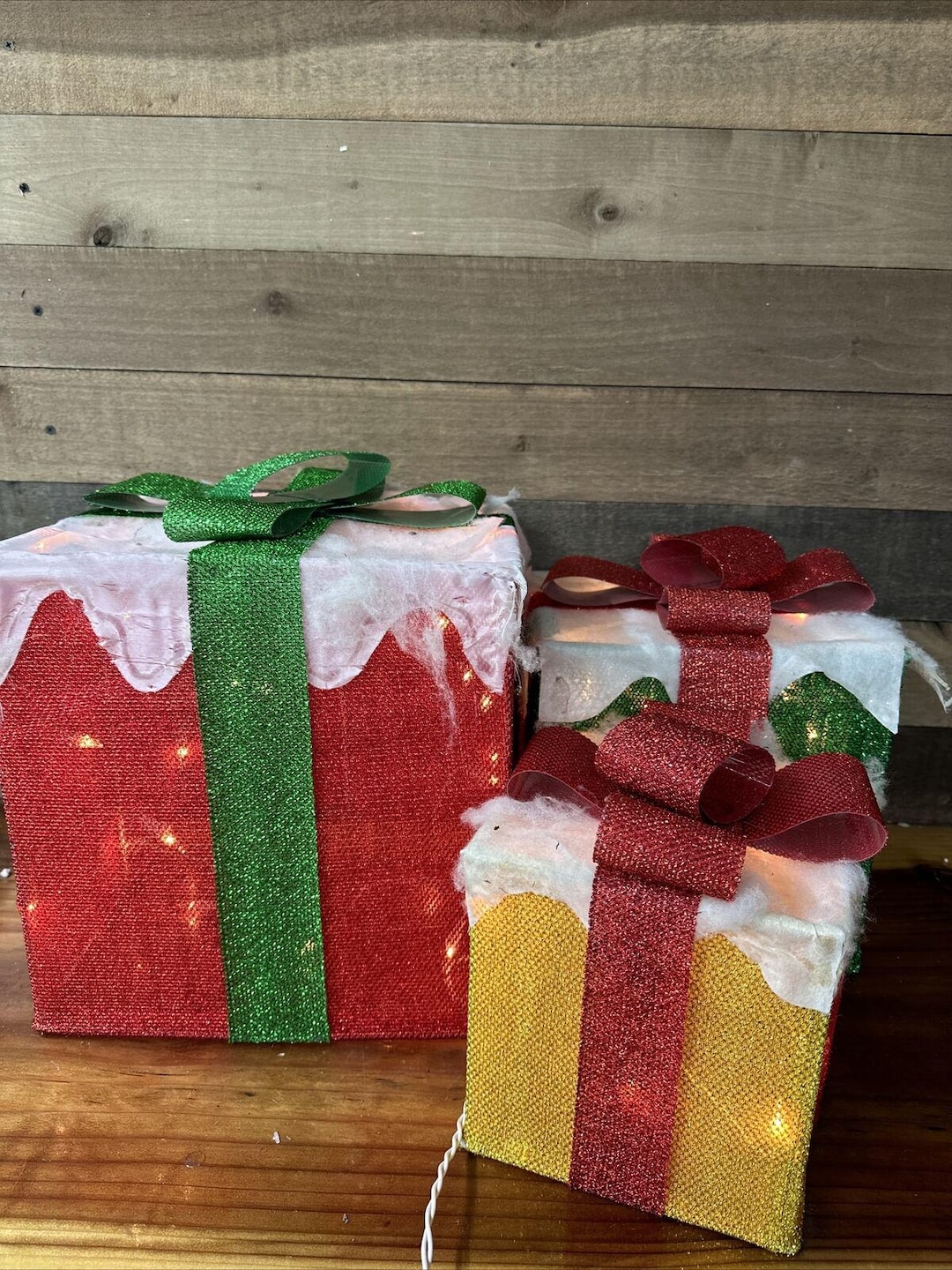 Set of 3 Christmas Lighted Gift Boxes Presents Decoration Indoor ...