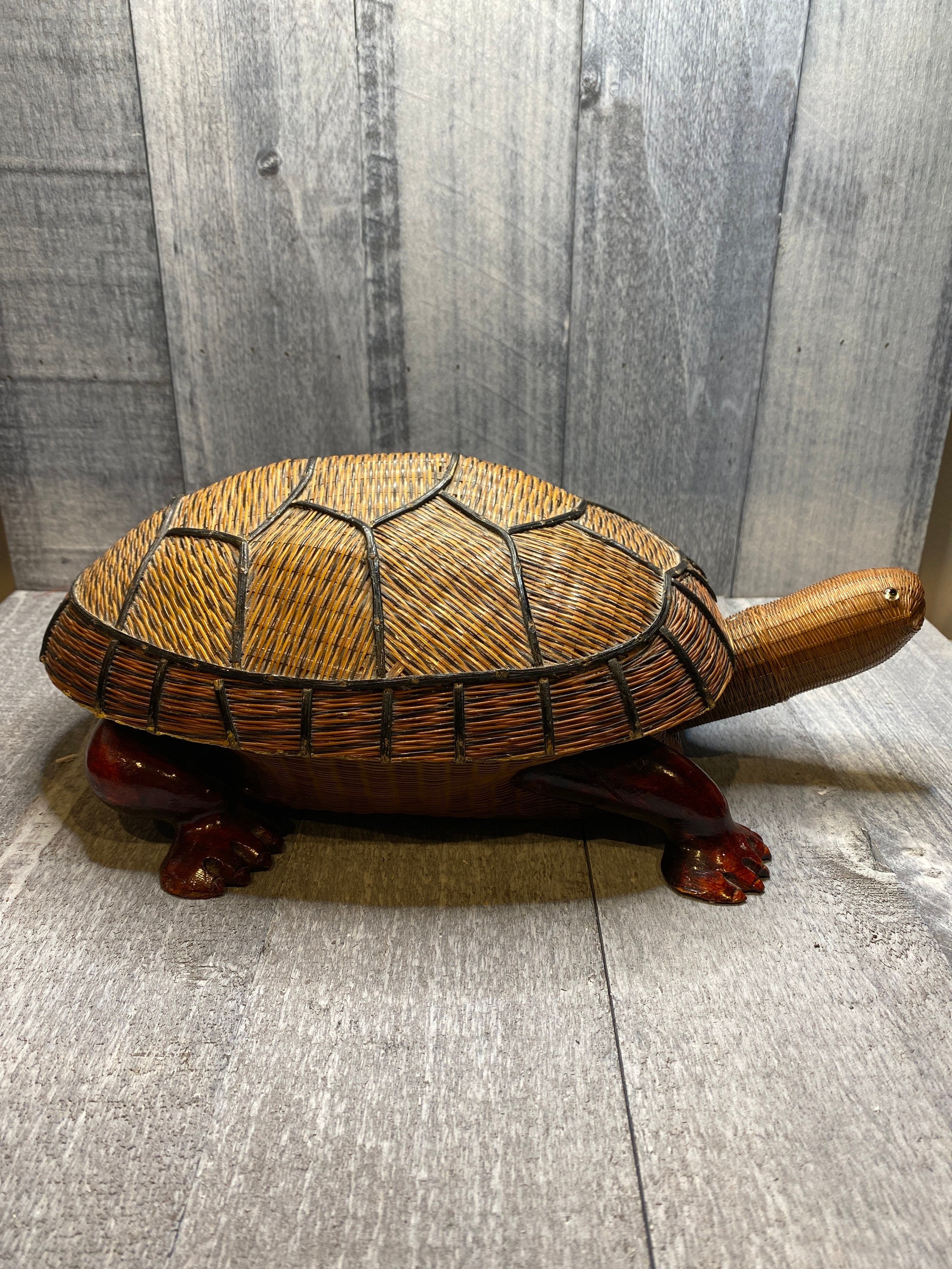 Wicker turtle with removable shell for storage | Etsy