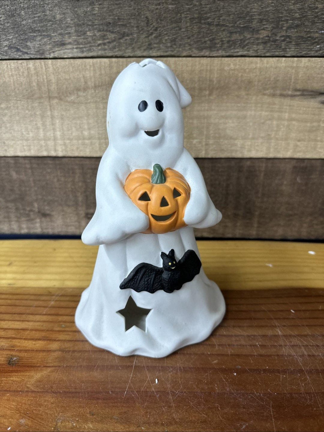 Vintage 1998 Ceramic Ghost Figure Statue Tea Light Luminary 8 ...