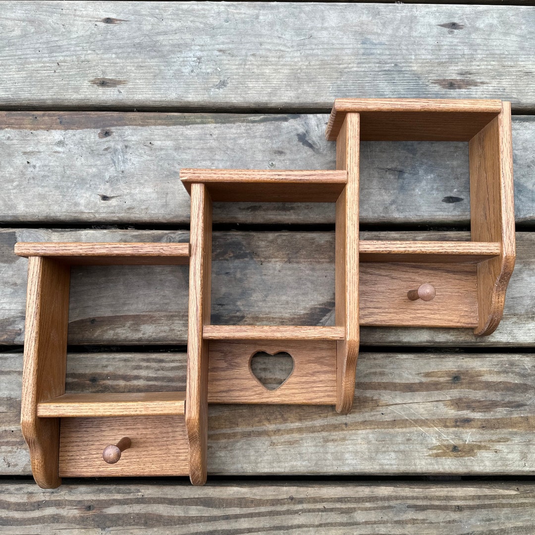 Vintage Wood Wall Display Shelf With Pegs - Etsy