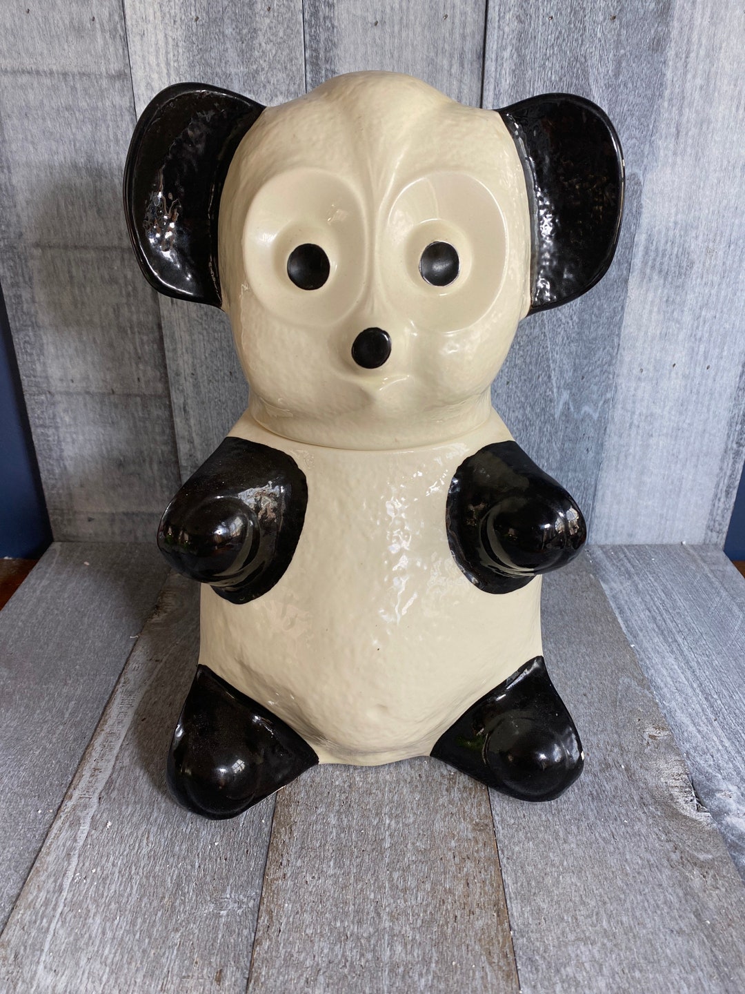 Vintage Rare Panda Bear Cookie Jar - Etsy