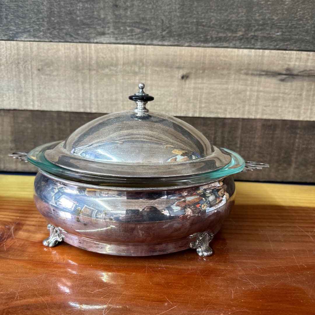 1.5 Quart Pyrex With Silver Plated Stand and Lid - Etsy