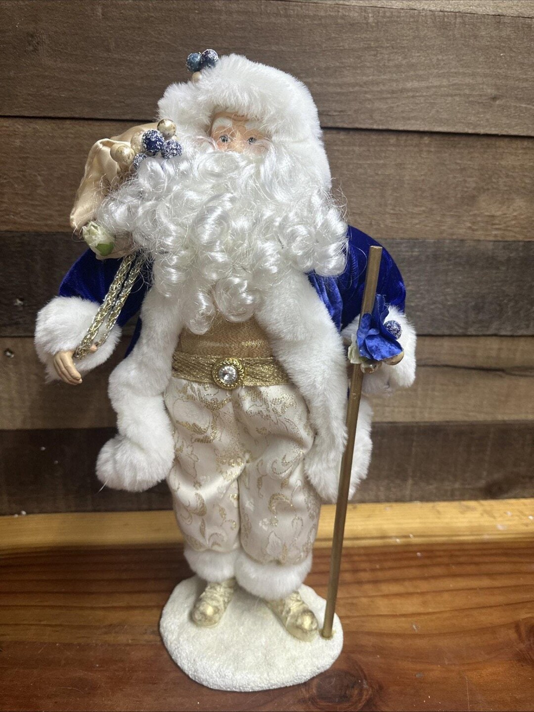 VTG Victorian Christmas Blue Santa Table Top Figurine Fur Trim 19” - Etsy