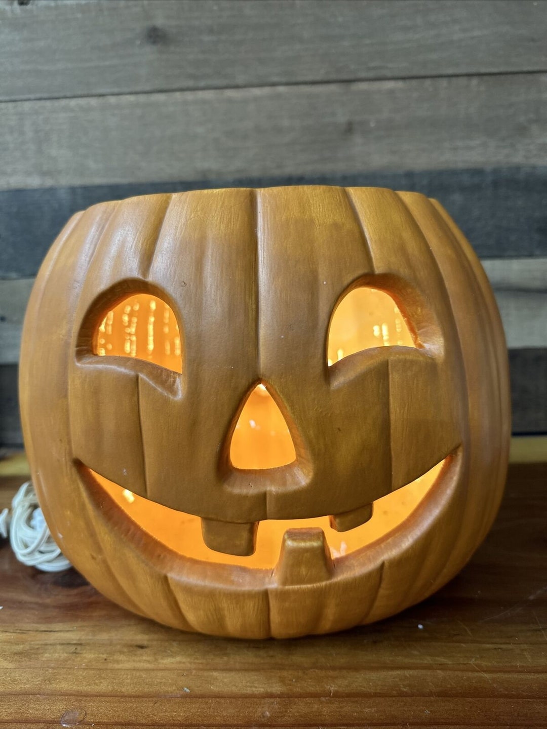 Vintage Large Ceramic Lighted Pumpkin -no Lid - Etsy