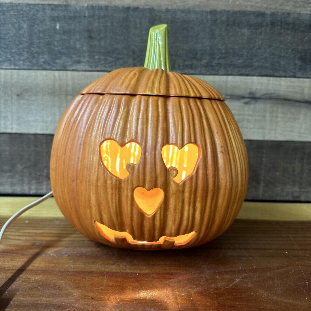 Vintage Lighted Lidded Ceramic Pumpkin - Etsy