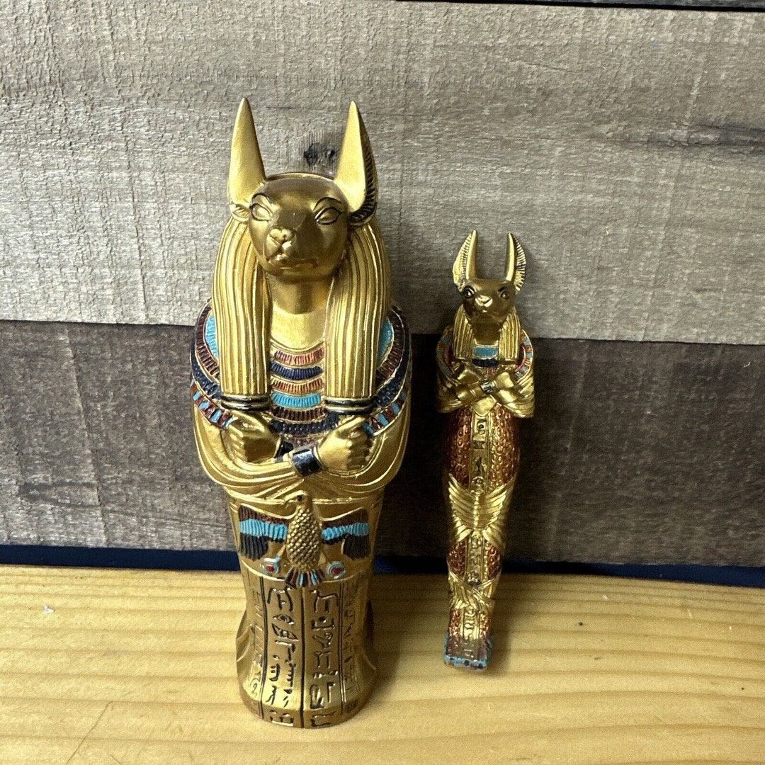 Gold Egyptian Anubis Sarcophagus Trinket Box With Anubis Figurine Mummy ...