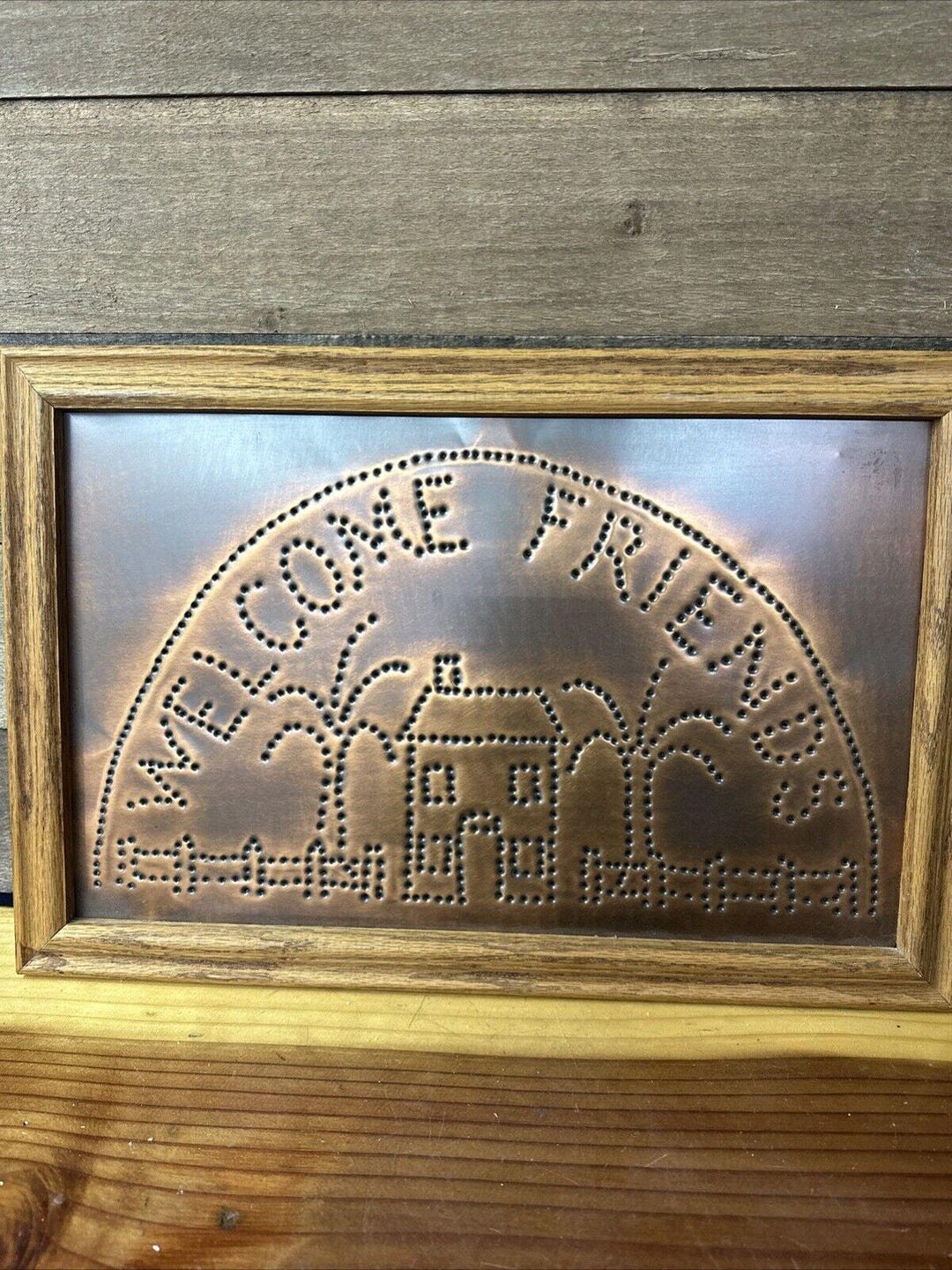 Handmade Primitive Farmhouse Tin Punch Welcome Friends Sign 18x12 - Etsy