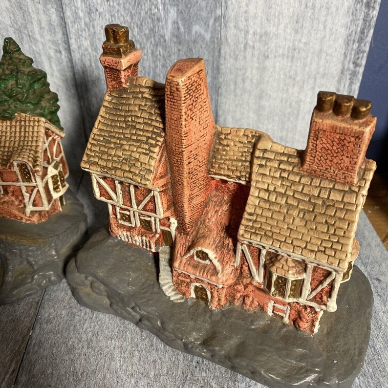 Vintage Lot of 3 Christmas Ceramic Village Mini Cottages Hand Painted ...