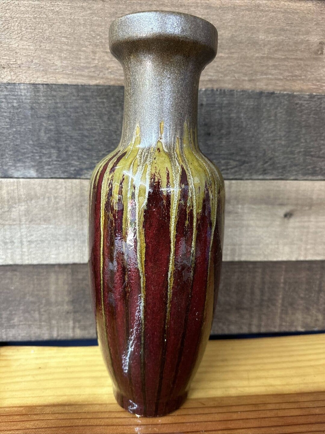 Tall Brown Maroon Stoneware Drip Glaze Flower Vase 13 - Etsy