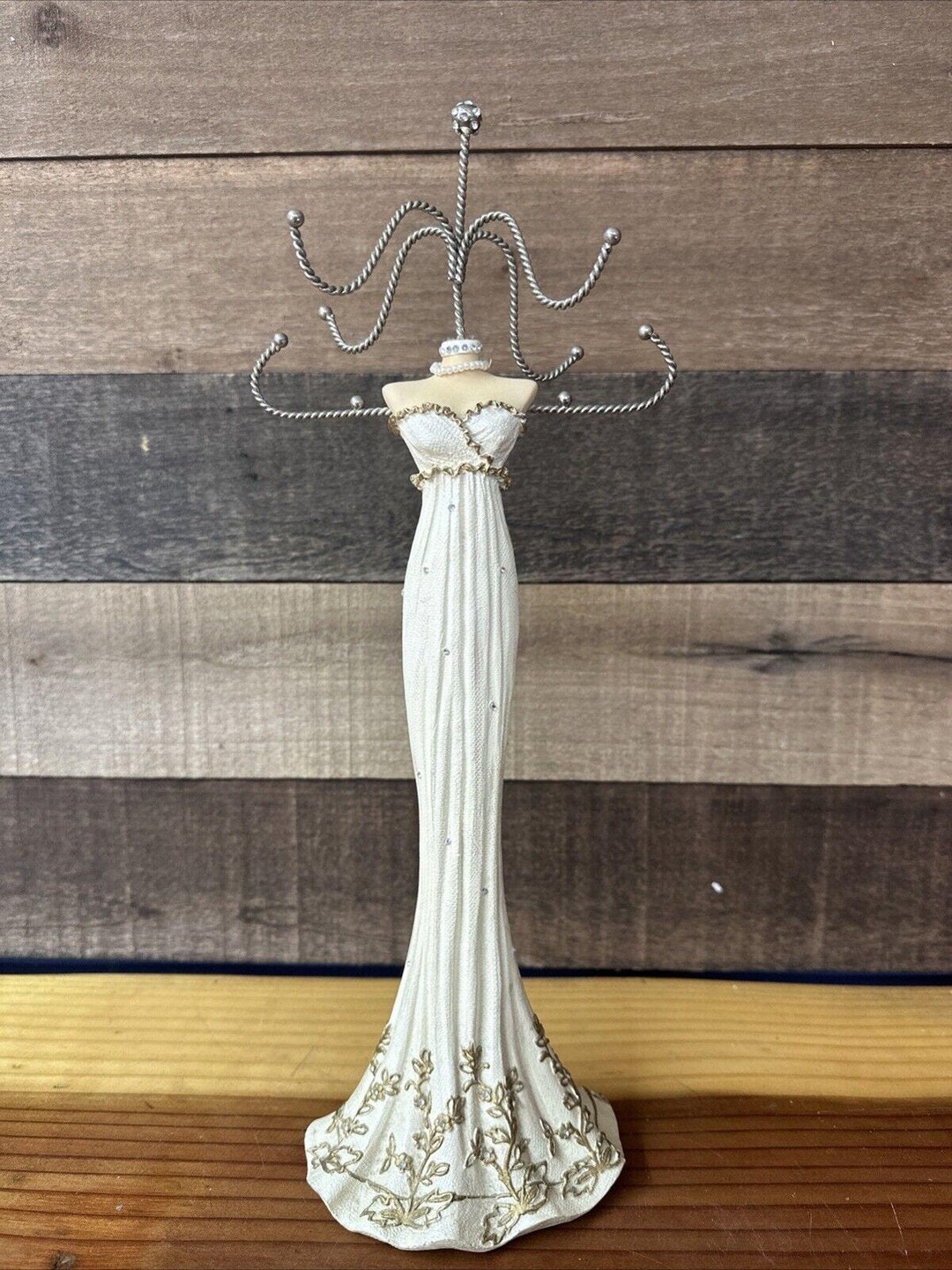 Mannequin 15" Jewelry Stand Ivory & Gold Gown Rhinestone Embellished - Etsy