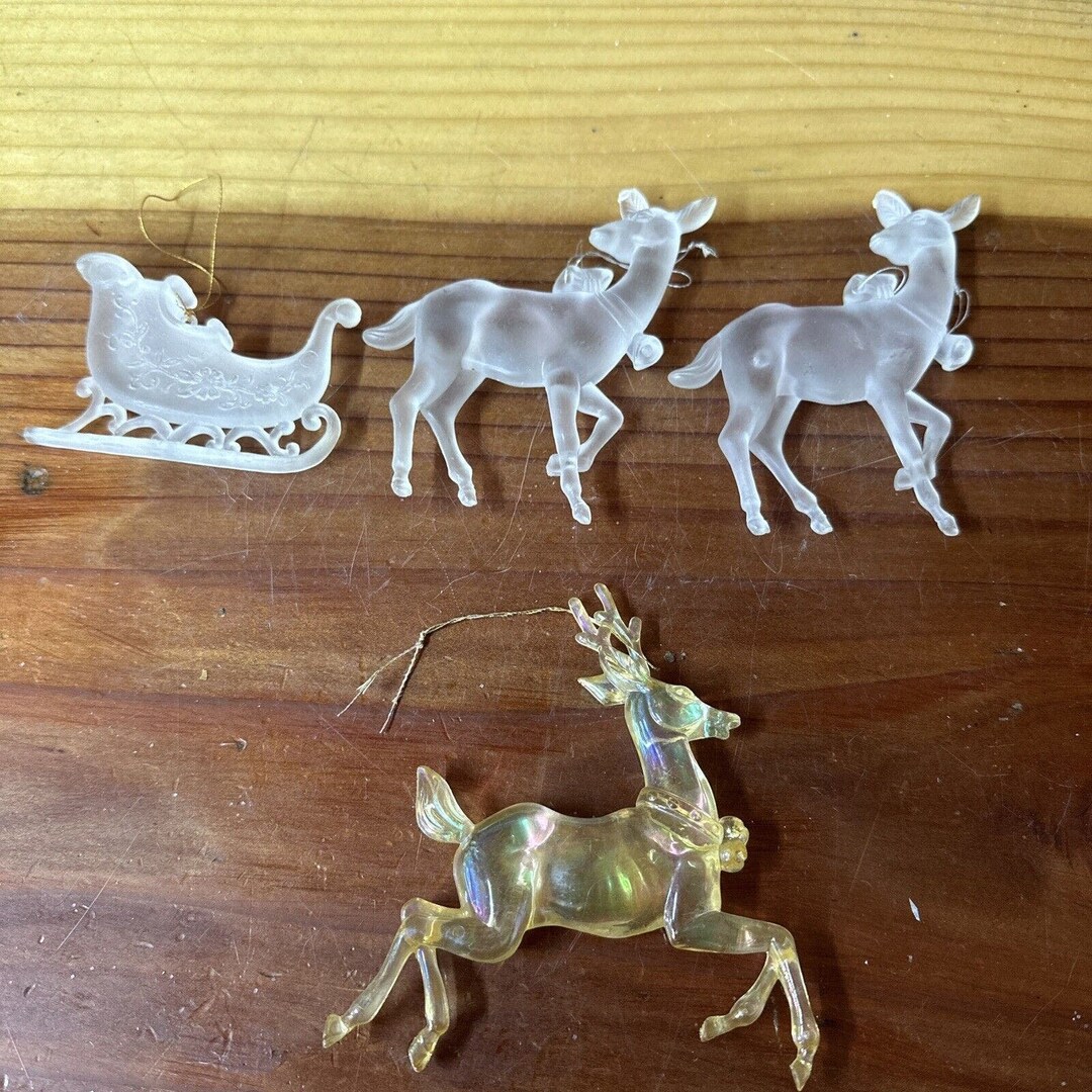 Acrylic Clear Plastic Deer Ornaments Doe & Buck Holiday Decor Vintage ...