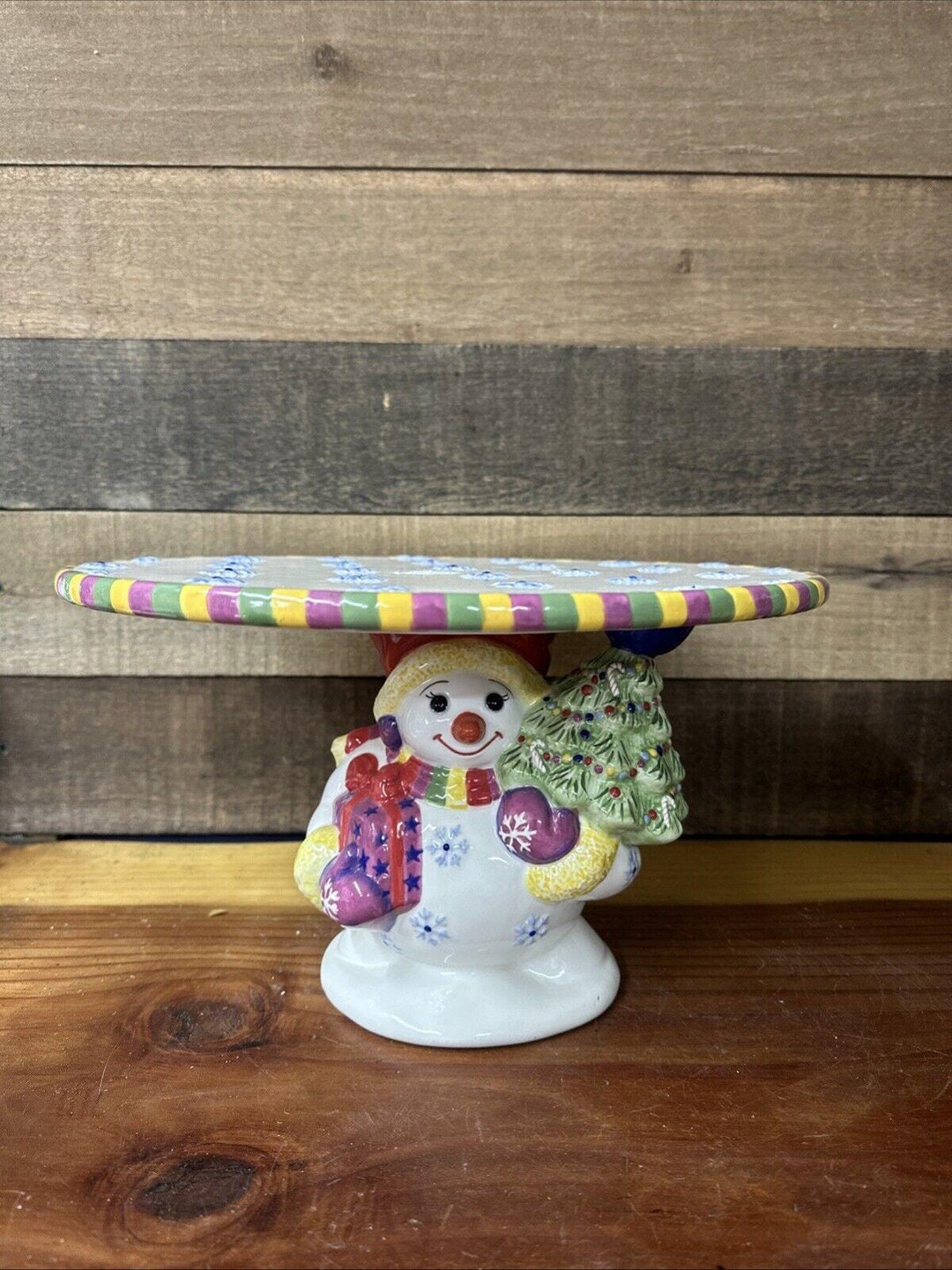 Christopher Radko Holiday Celebrations Snowman Footed Cake Plate - Etsy