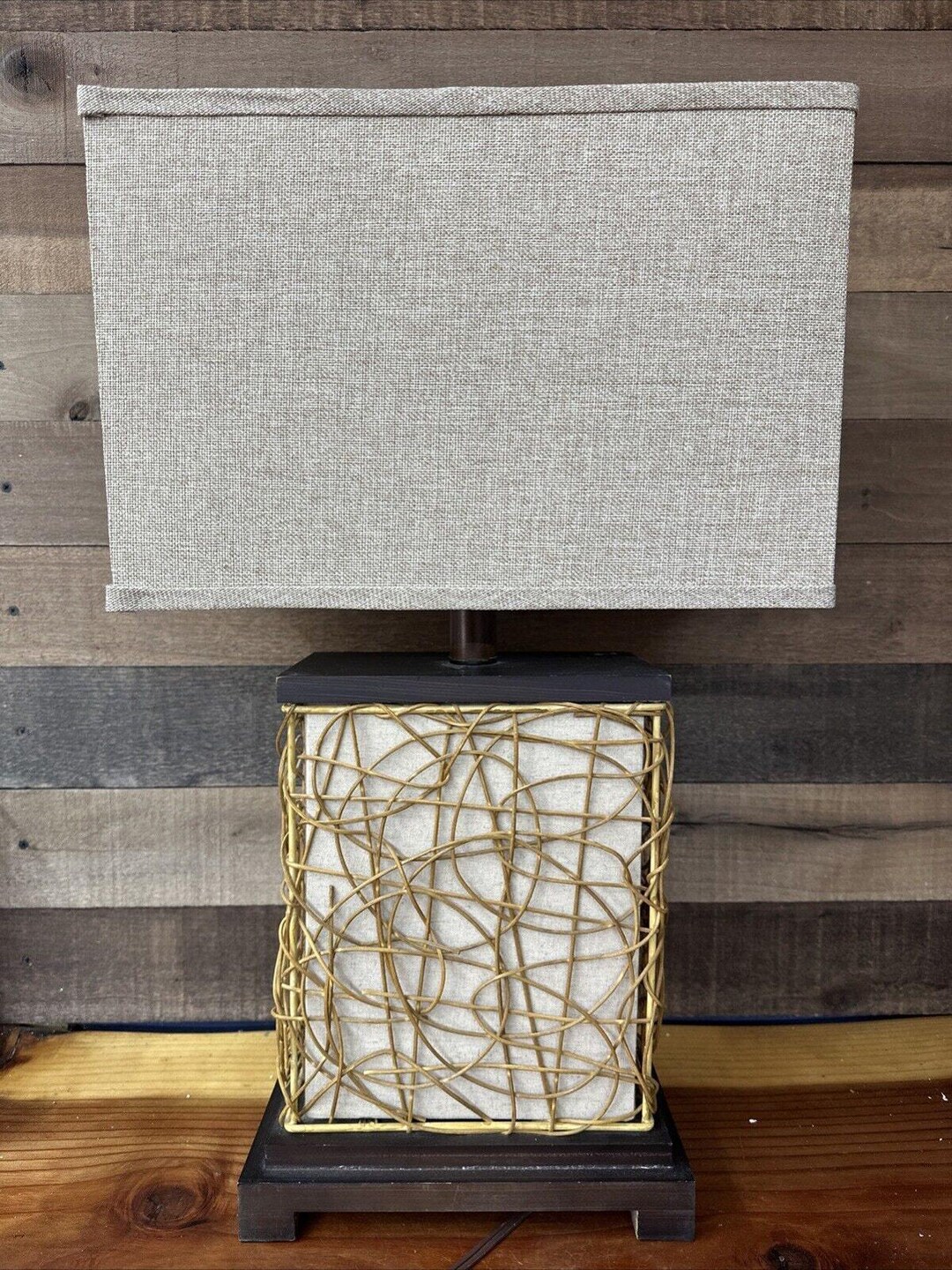 Canvas Enclosed Rattan Wrapped Table Lamp and Night Light 25” - Etsy