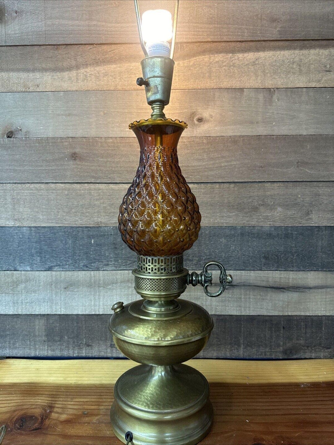 Amber Hobnail Glass and Brass Aladdin Style Lamp 34” Tall - Etsy