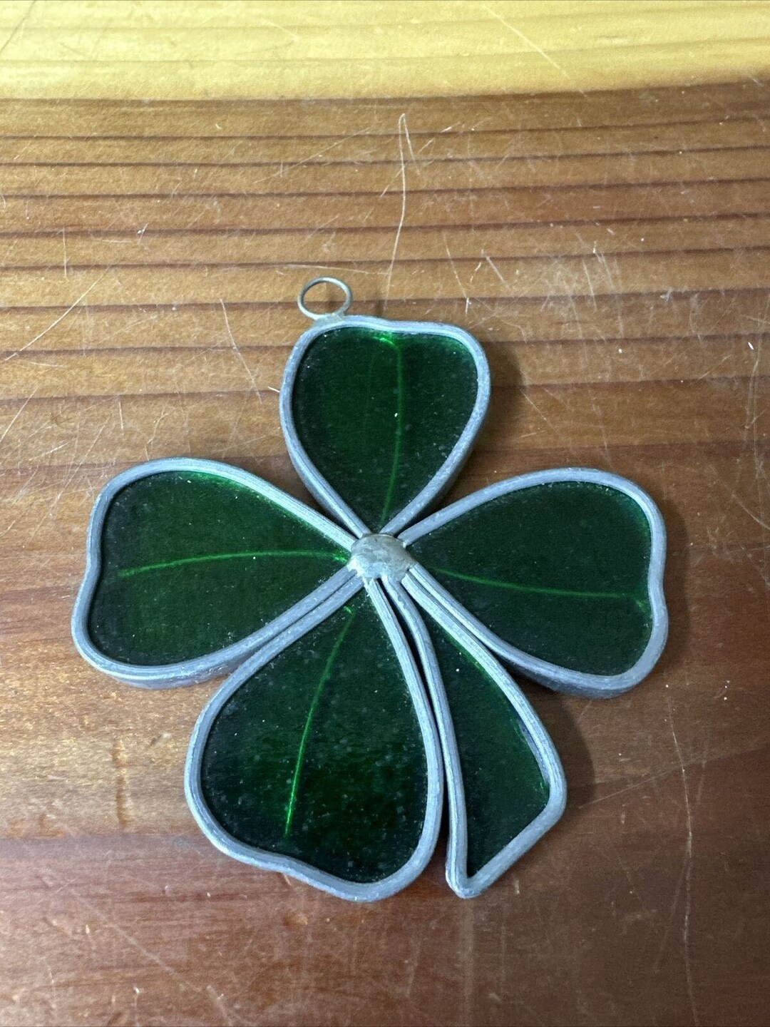 Vintage Leaded Stained Glass Shamrock Art Glass Suncatcher St Patrick’s ...