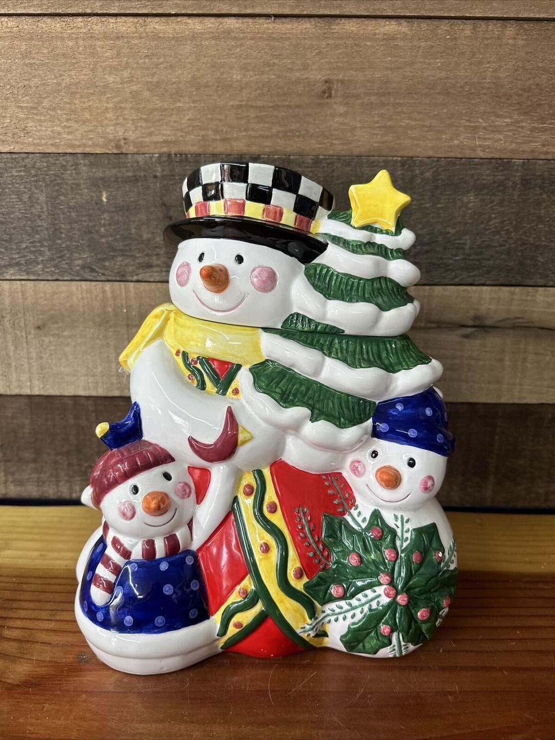 Century Ceramic Snowman Family Cookie Jar - Etsy