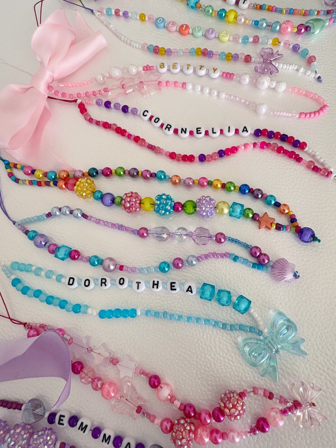 CUSTOM Handmade Phone Charm Strap With Letter Beads, Pearls, and Bow - Etsy