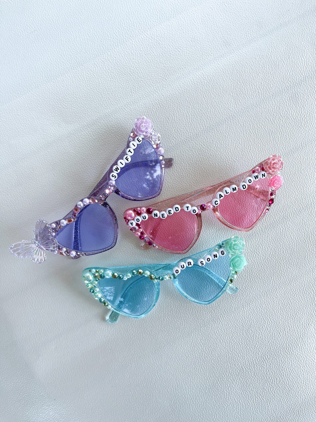 Custom Taylor Swift Embellished Heart Sunglasses For Eras Tour Etsy