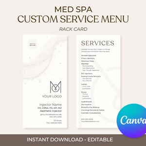 Editable Med Spa Service Menu Rack Card Template | Customizable Canva ...