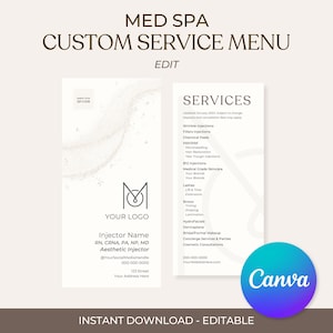 Editable Med Spa Service Menu Rack Card Template | Customizable Canva ...