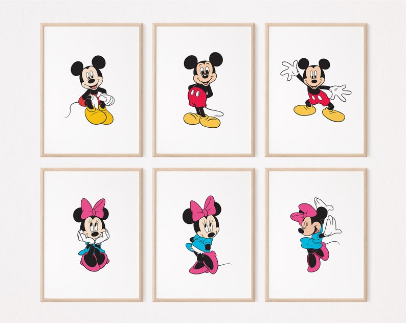 12 Mickey Minnie Mouse Posters/gallery Wall Set/print/wall Art ...