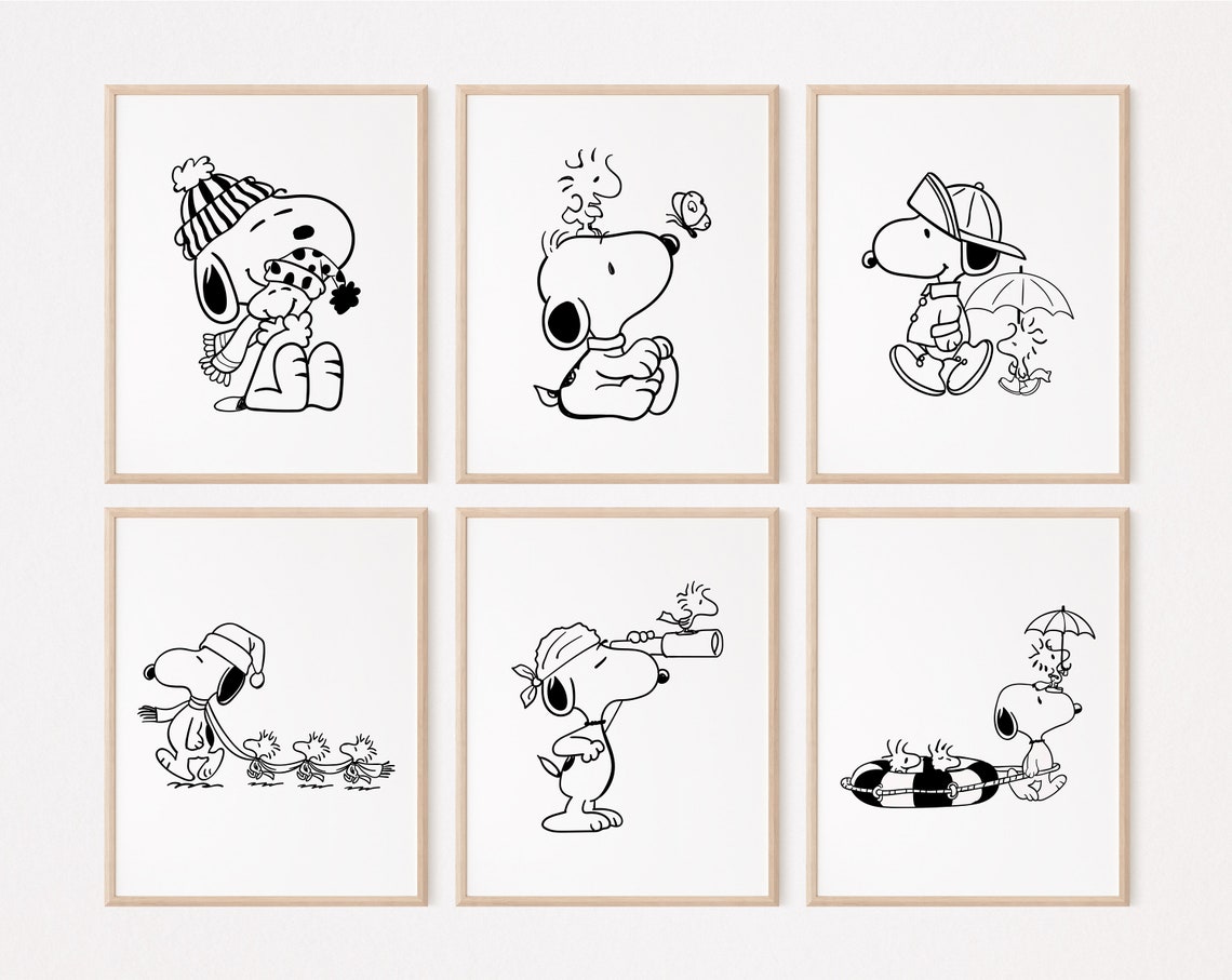 12 Snoopy Woodstock Gallery Wall Art Set/wall Decor/classroom ...
