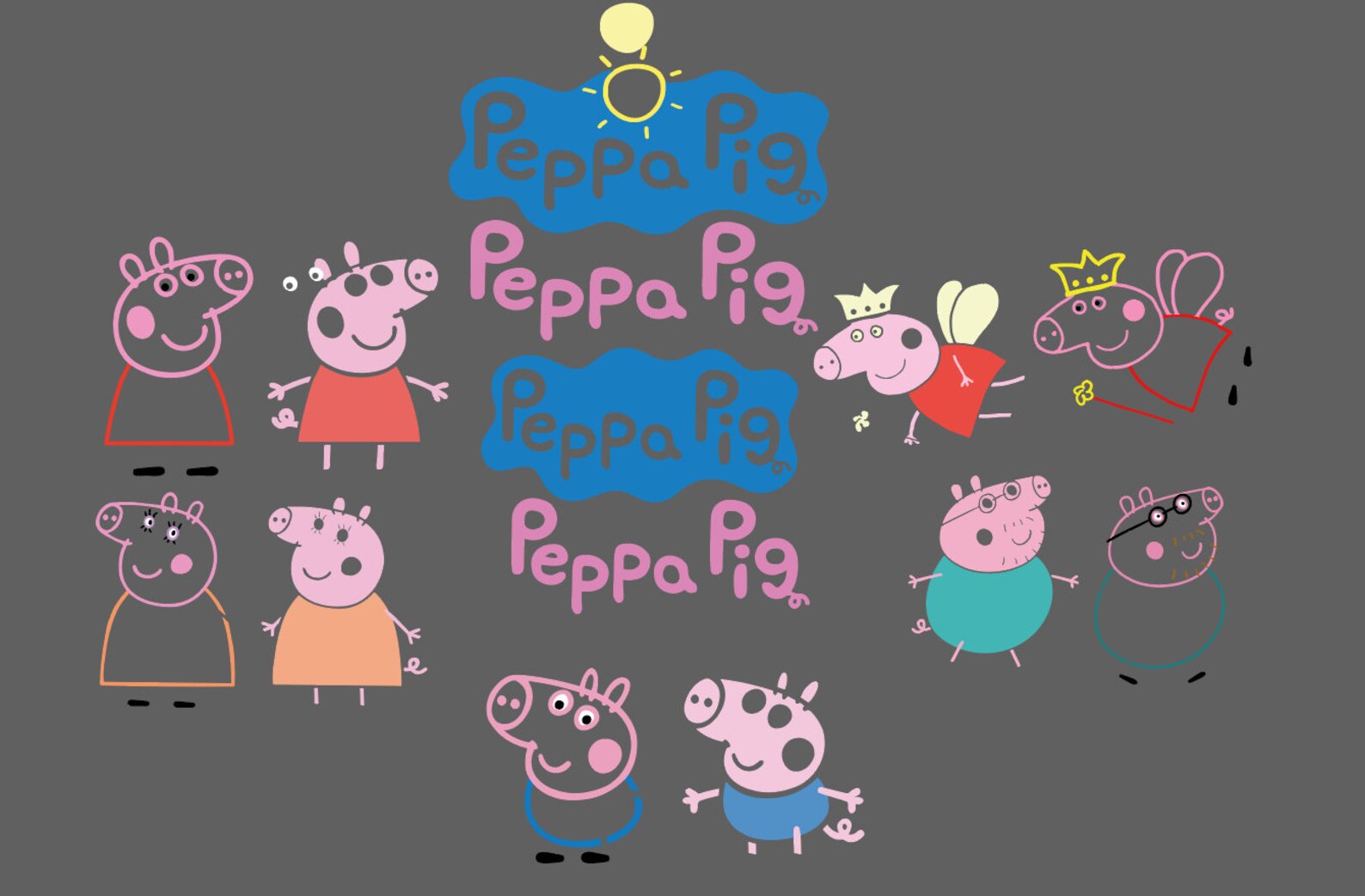 Peppa Pig Layered Svg File Set Peppa Pig Silhouette George | Etsy