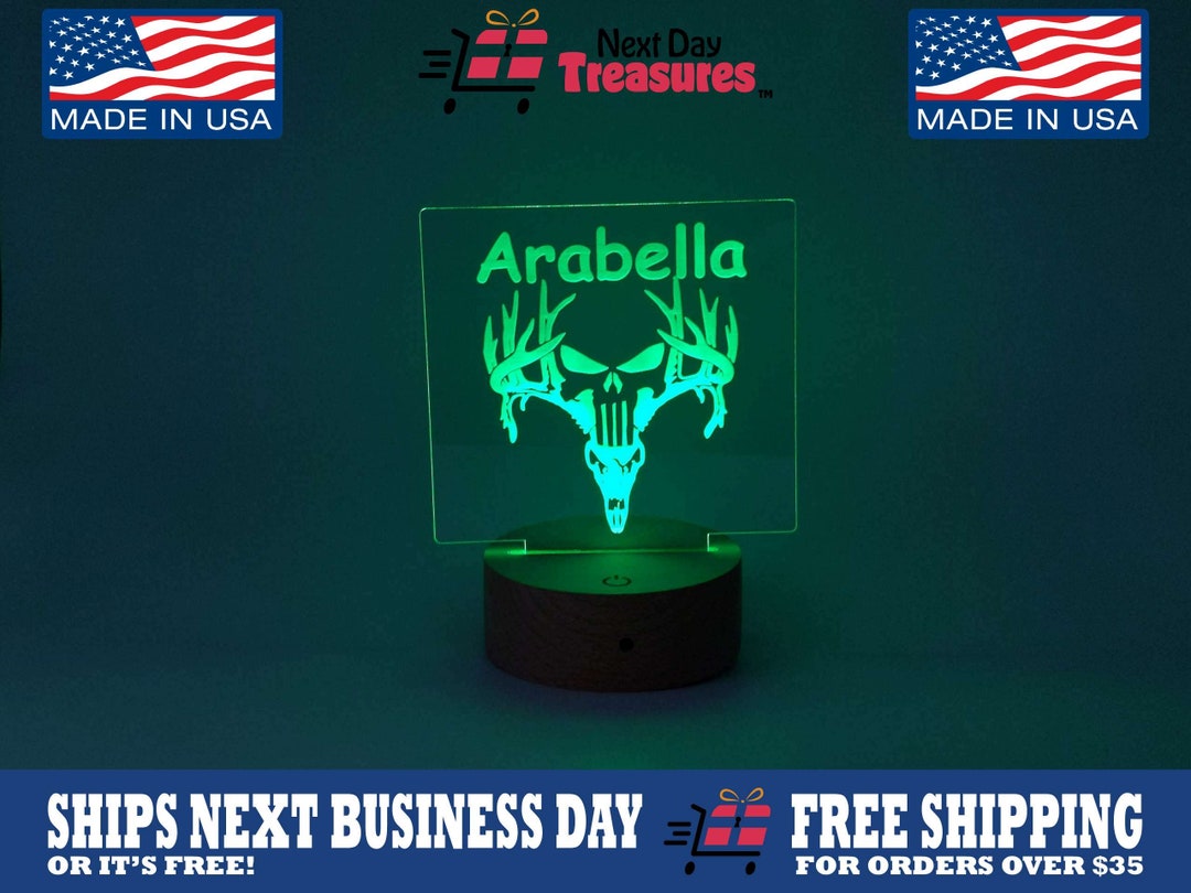 Personalized Punisher Stag Buck Night Light Patriotic 16 Color Remote ...