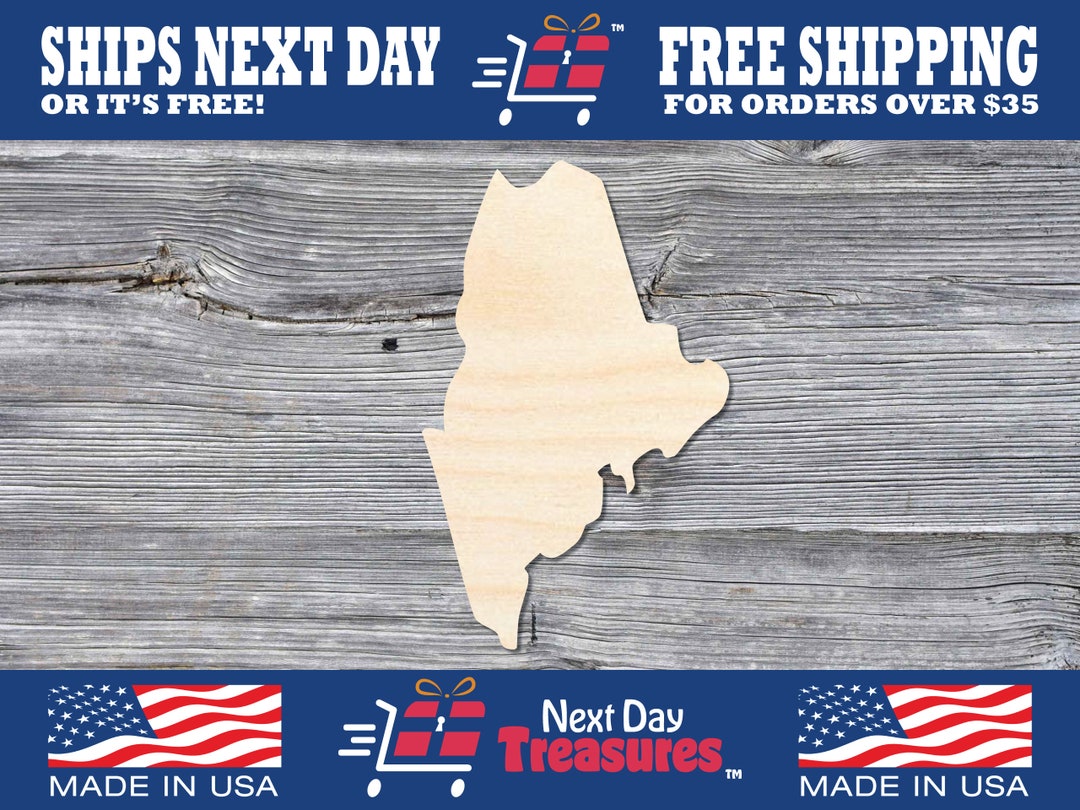 Maine Unfinished Wooden Shape US States DIY Wood Craft Cutout Blank - Etsy