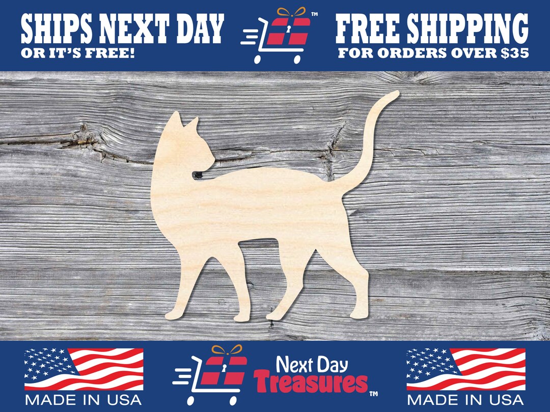 Cat Unfinished Wooden Shape Dogs & Cats DIY Wood Craft Cutout Blank - Etsy