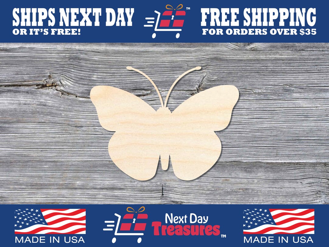 Butterfly Unfinished Wooden Shape Animals & Wildlife DIY Wood Craft ...