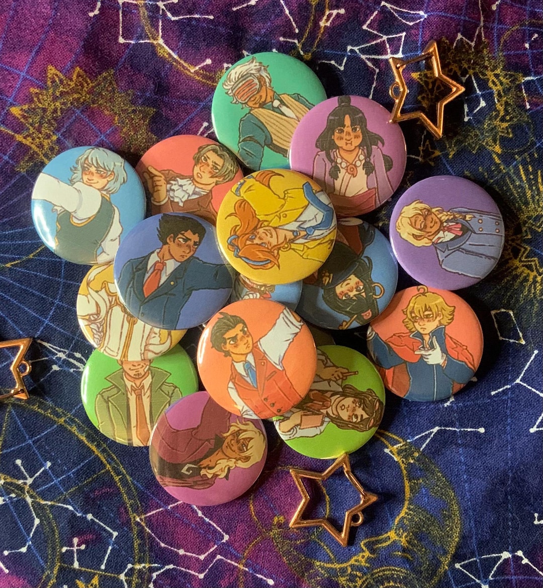 ACE ATTORNEY PINS! - Button Pins - Etsy