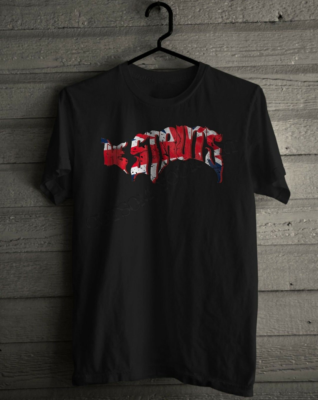 THE STRUTS English Glam Rock Band Logo Flag Distressed Men's Unisex T ...