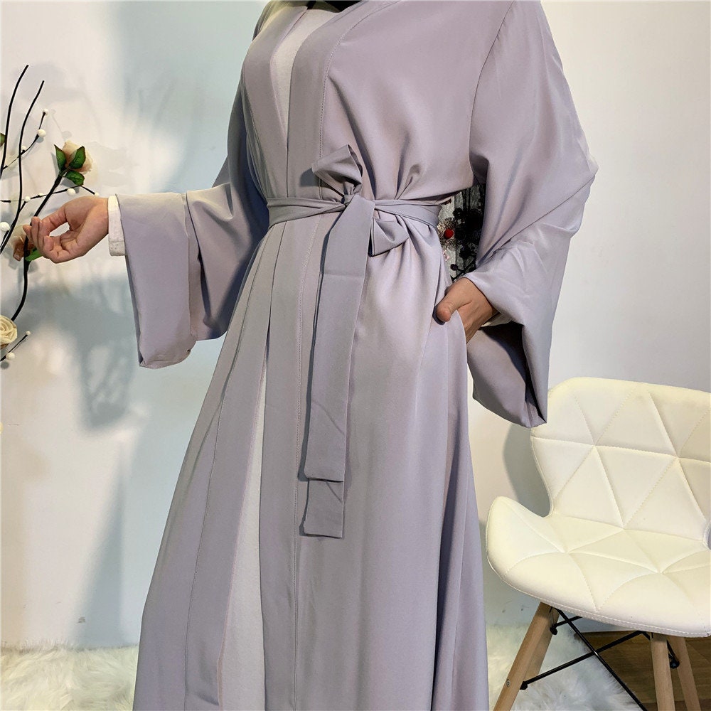 Grey Kimono Abaya with Pockets / Modest Wear / Open Abaya / | Etsy