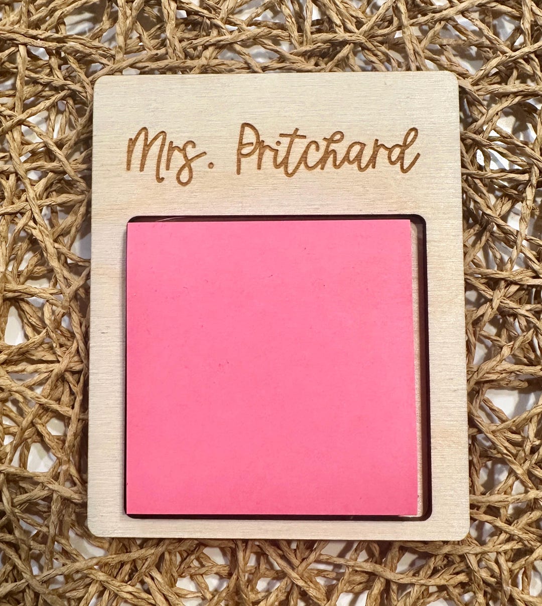 Notepad and Pen Stand, Monogrammed Sticky Note Holder, Personalized ...