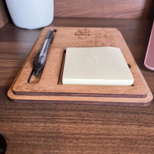 Notepad and Pen Stand, Monogrammed Sticky Note Holder, Personalized ...