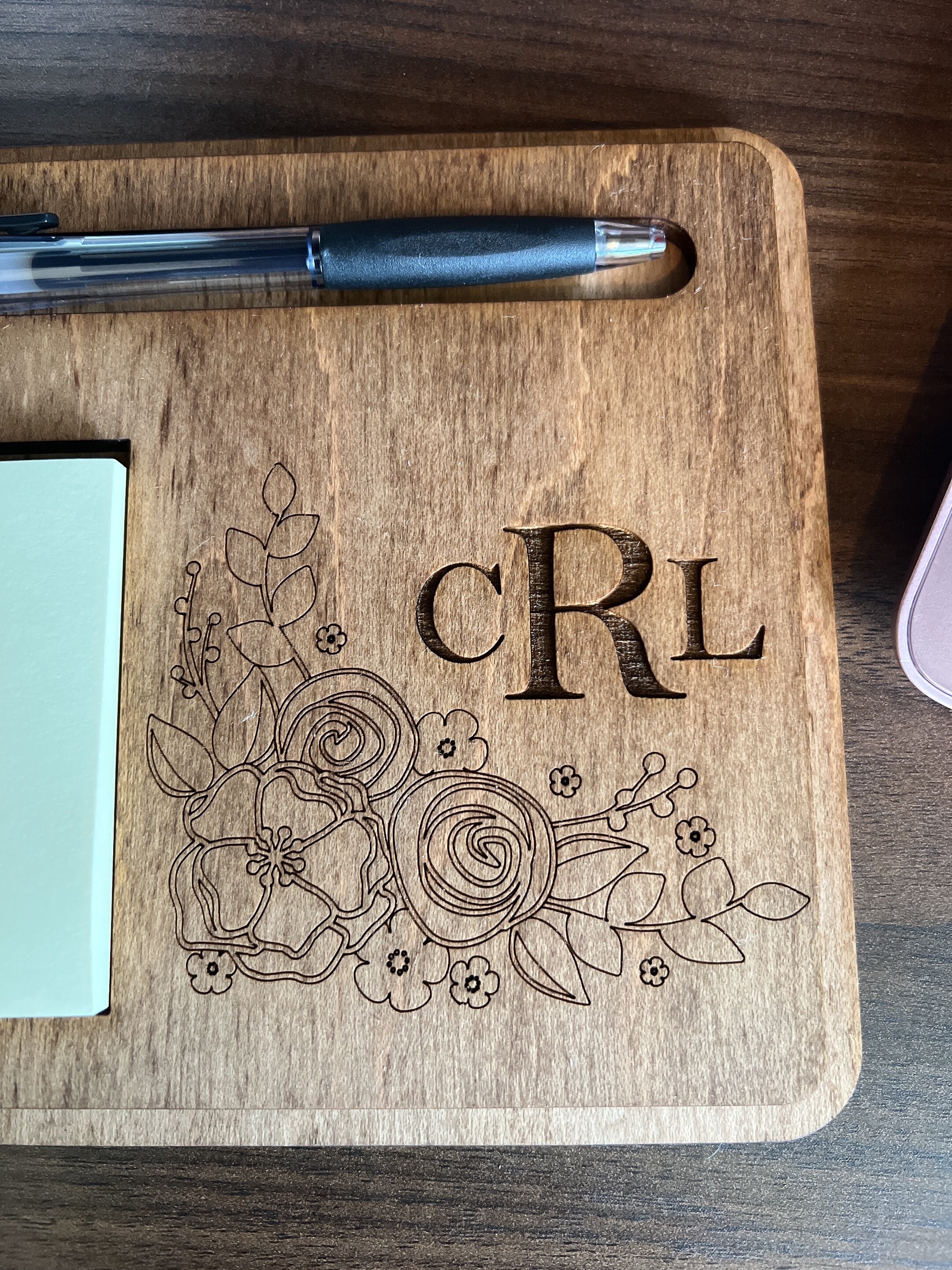 Notepad and Pen Stand, Monogrammed Sticky Note Holder, Personalized ...